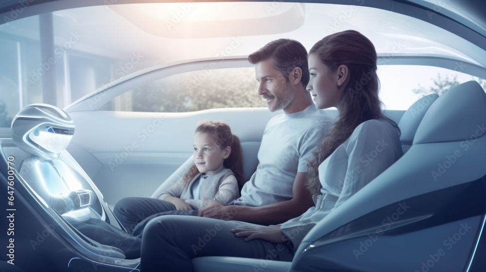 People ride in a self-driving car controlled by an artificial ...