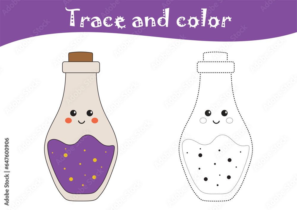 Halloween coloring page. Printable trace and color worksheet ...