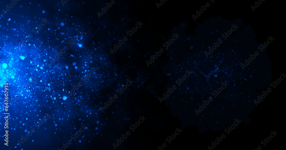 Underwater dust particles moving under rim light tiny source .Particles ...