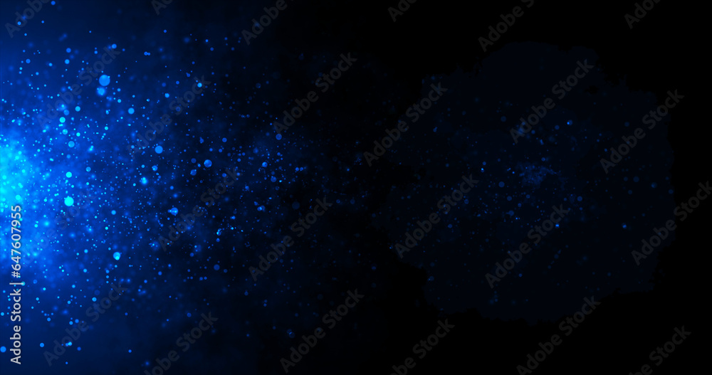 Underwater dust particles moving under rim light tiny source .Particles ...