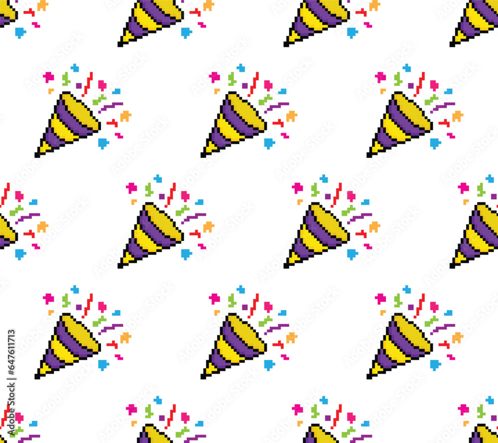 Vecteur Stock pixel party confetti Seamless Pattern vector fireworks ...
