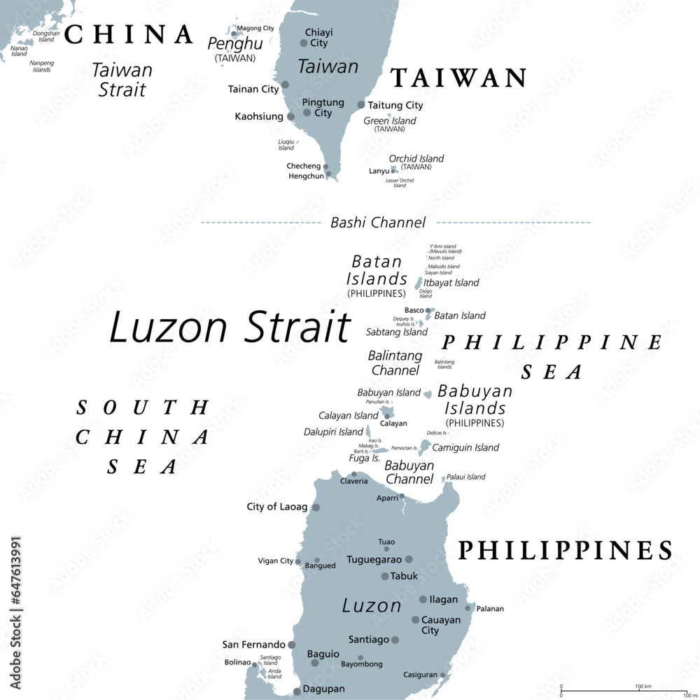 Photo & Art Print Luzon Strait, gray political map, Peter Hermes Furian