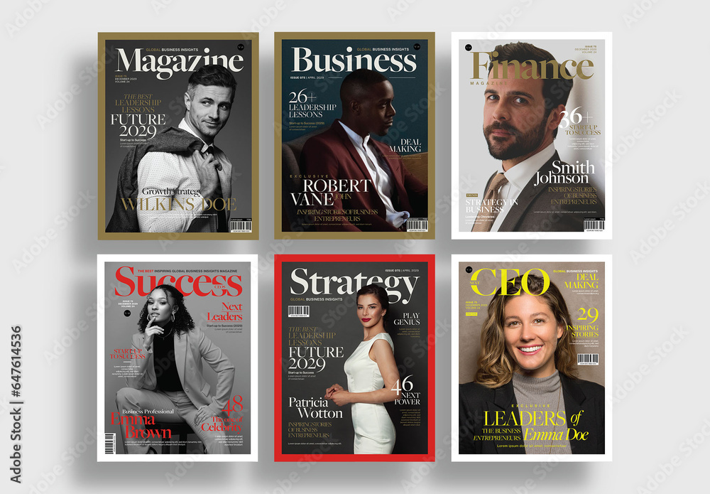 Business Magazine Cover Layout Set Stock Template | Adobe Stock