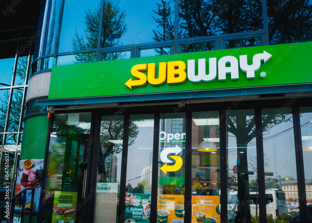 Subway shop front sign American multinational Fast food restaurant ...