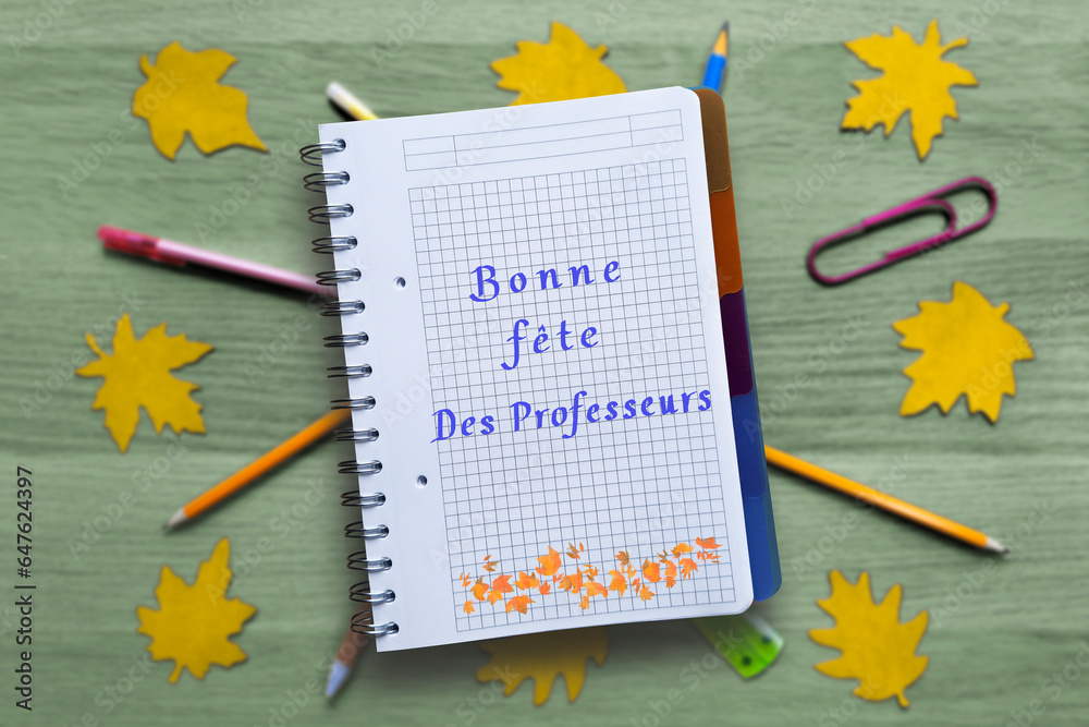 Happy Teacher's Day greeting card in French - Bonne fete des ...
