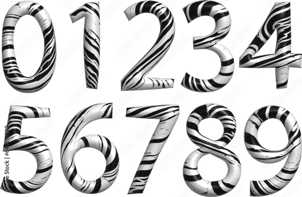 3d numbers.Design black and white texture . Screen print . Vector tire ...