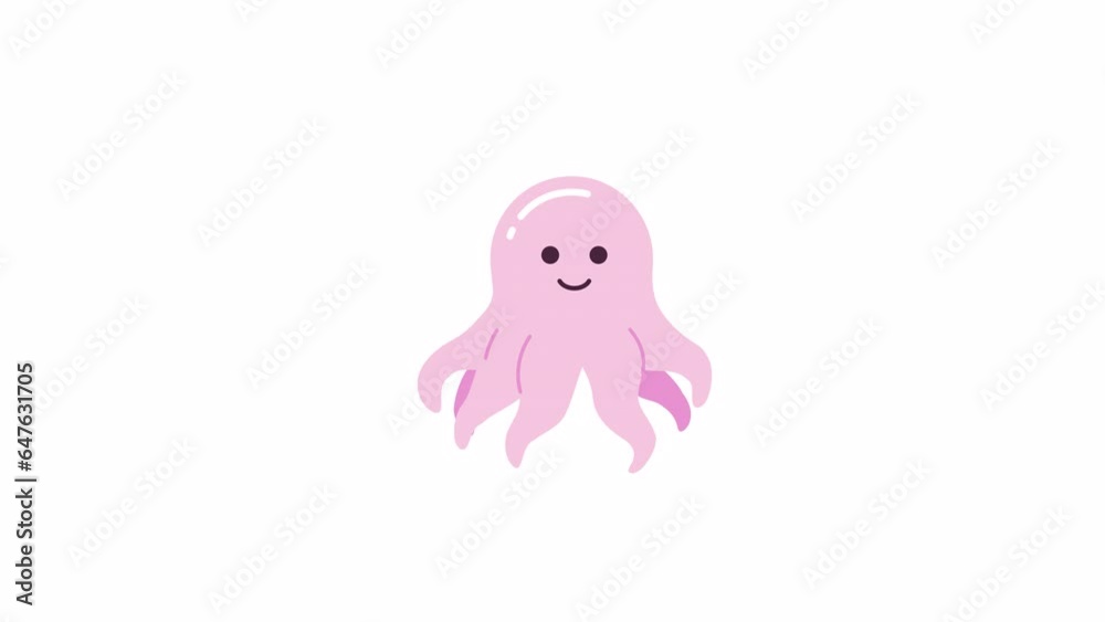 Adorable octopus baby with curled tentacles 2D character animation ...