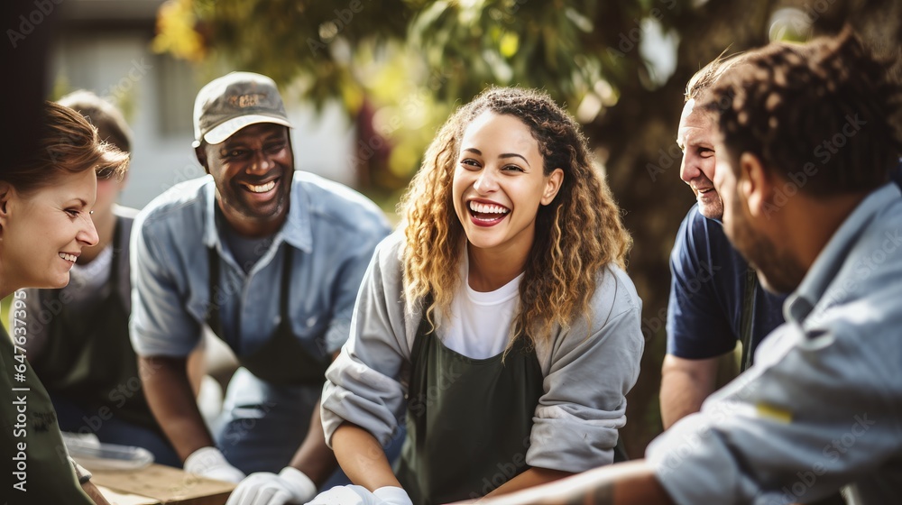diverse group of people engaging in community service and volunteer ...