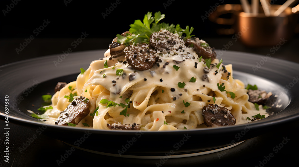 Witness the elegance of a truffle-infused pasta dish. This highly ...