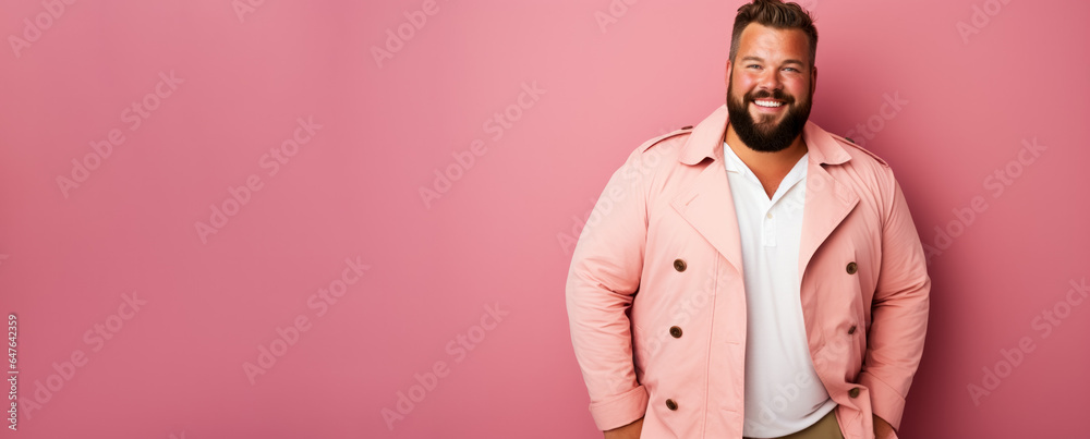 Plus size male model isolated on pastel background Stock Photo | Adobe ...