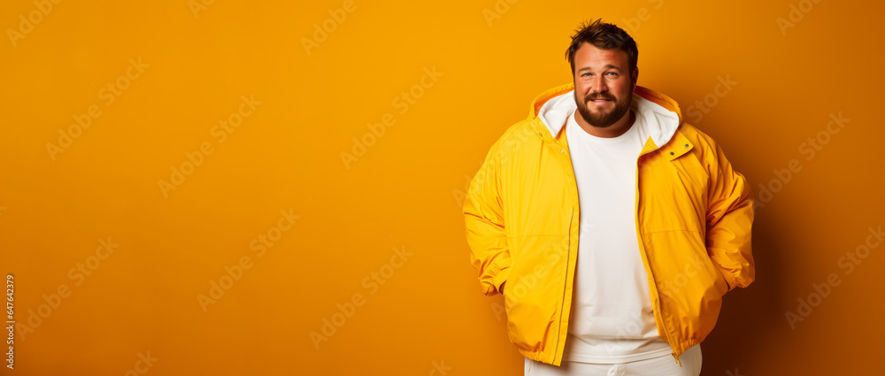 Plus size male model isolated on vivid background Stock Photo | Adobe Stock