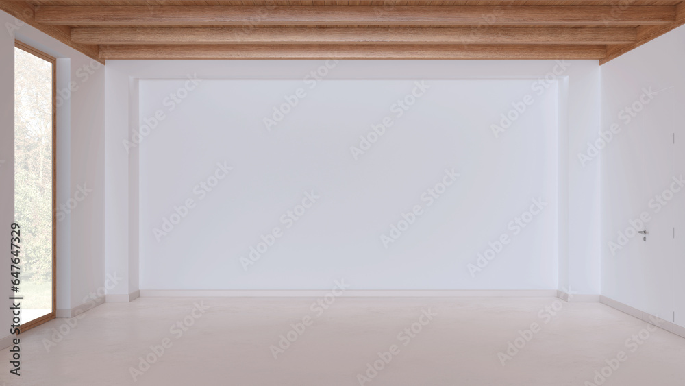 Empty room interior design, open space with resin floor, window and ...