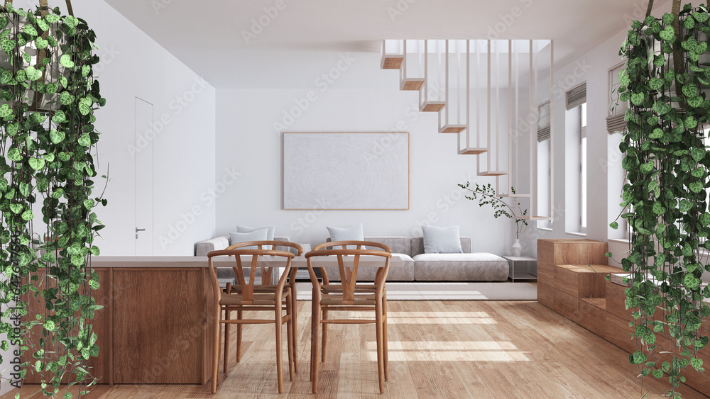 Jungle frame, biophilic concept idea interior design. Tropical leaves ...