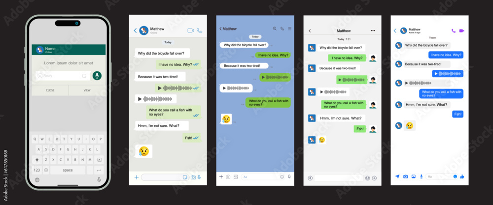 Smart Phone chatting messenger and SMS template bubbles.Vector chatting ...