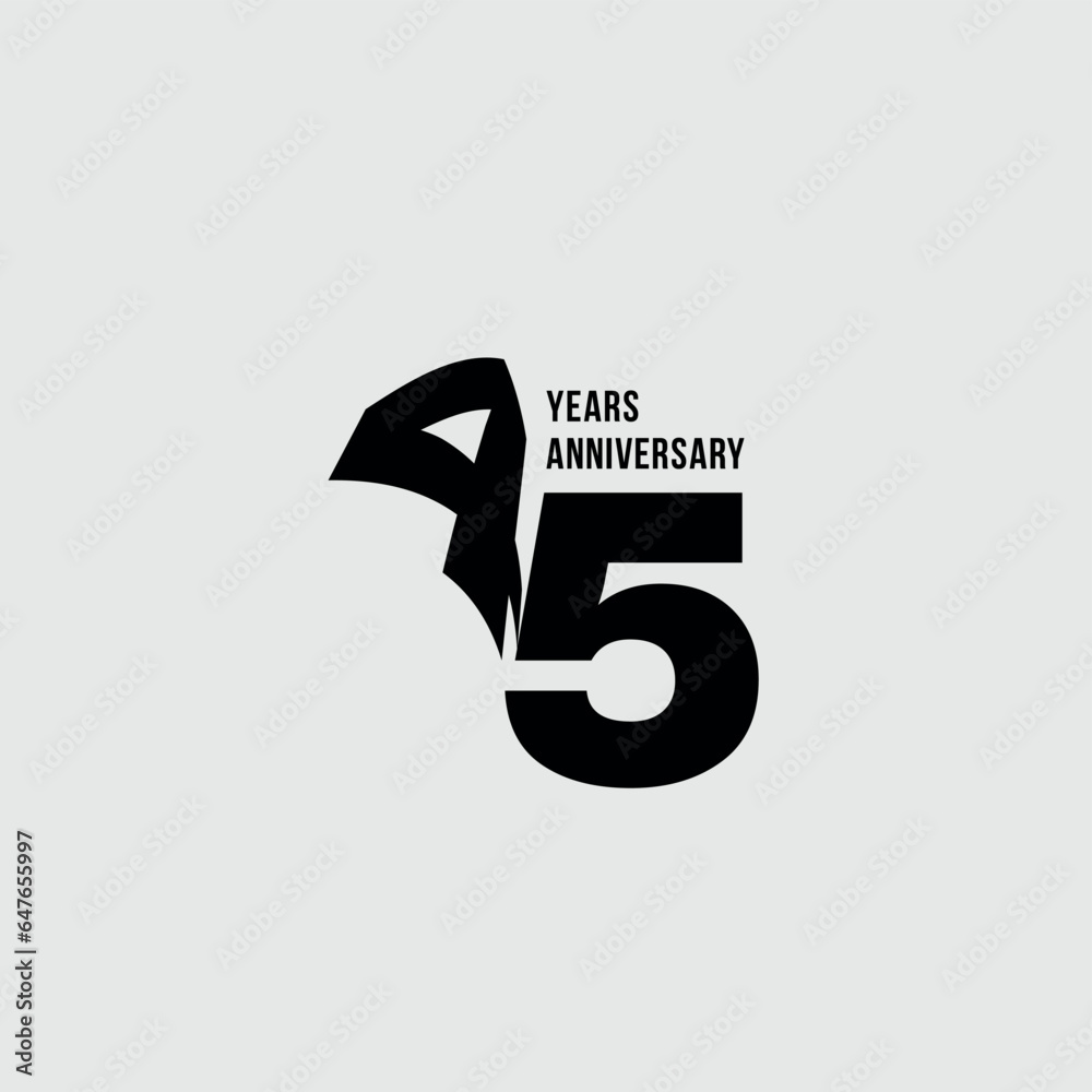 Isolated abstract logo, 45 years old. In the form of an open book ...