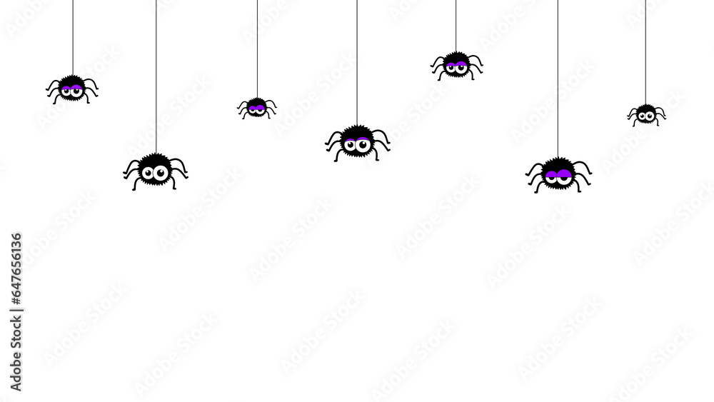 Png happy Halloween spiders hanging on transparent background, design ...