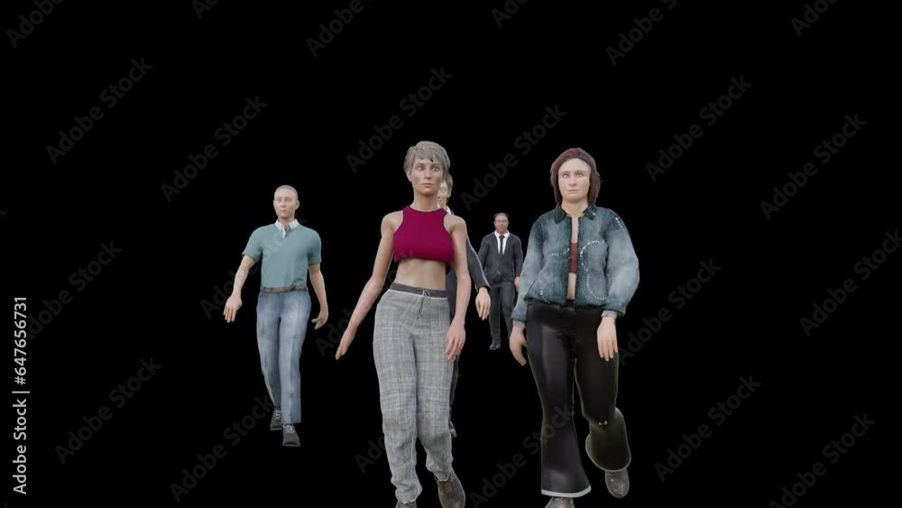 fictional characters walking. 3d peoples walking. 3d animation of ...