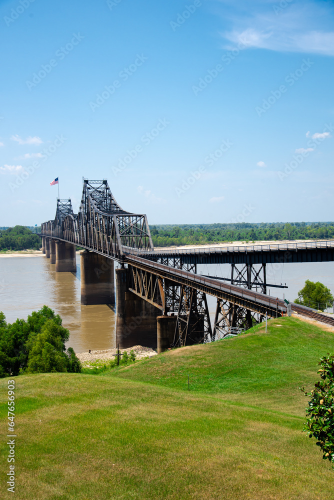 Old Vicksburg Bridge, cantilever bridge carrying Interstate 20 and U.S ...