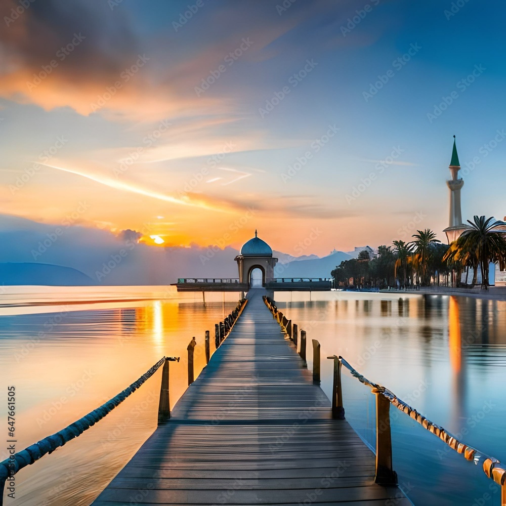 Beach Sinop in capital of Abkhazia Sukhumi on a decline.AI generated ...