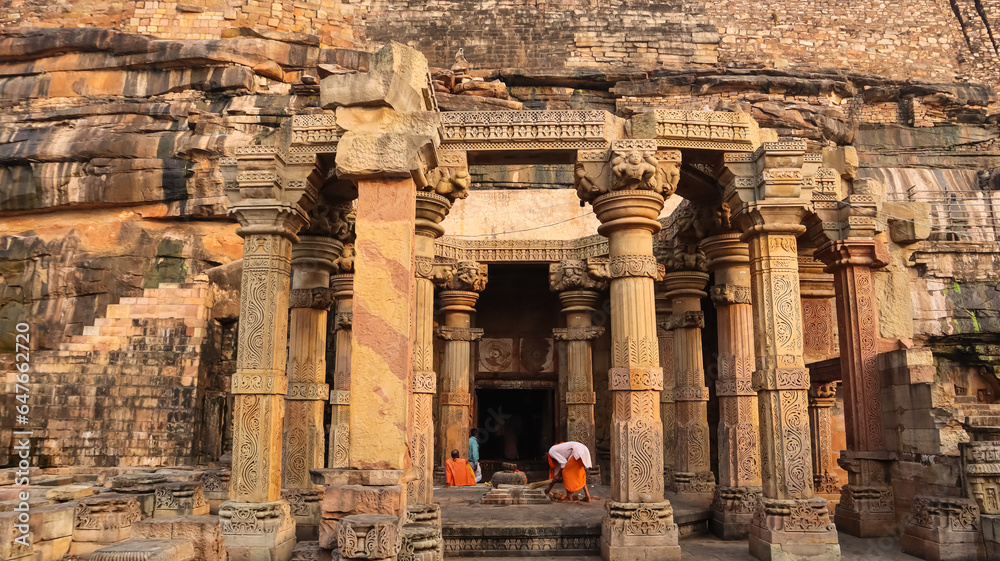The Beautiful Carving Pillars Outside of the Neelkanth Mahadev Temple ...