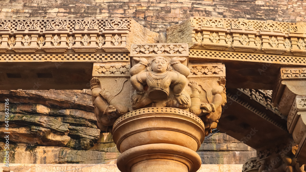 Carving of Kichak on the Pillar of Neelkanth Mahadeva Temple, Kalinjar ...