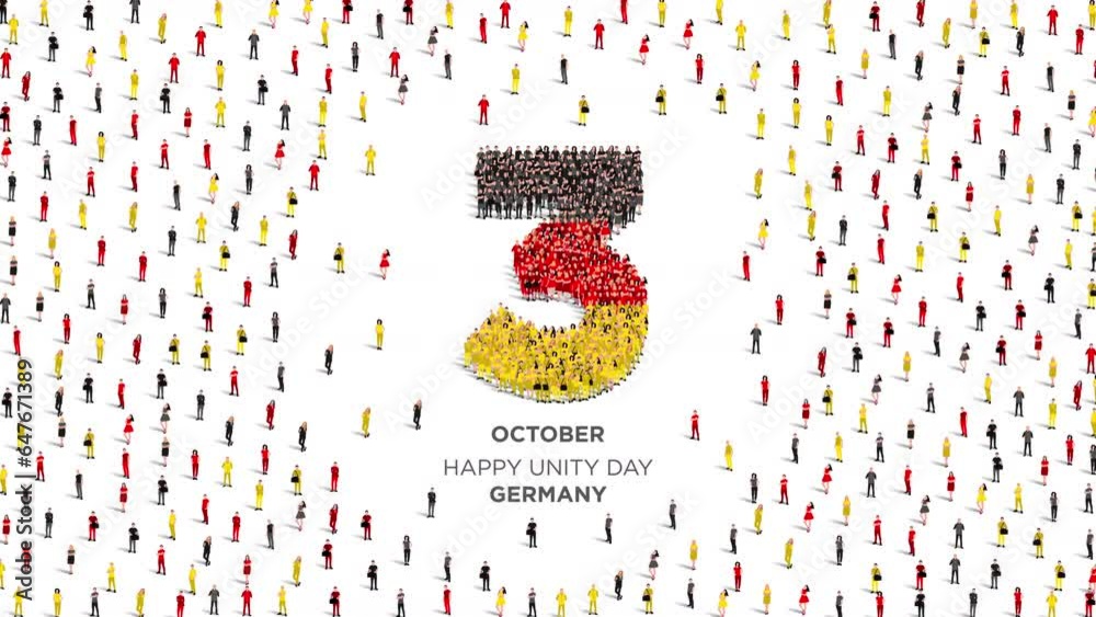 Happy Unity Day Germany. A large group of people form to create the ...
