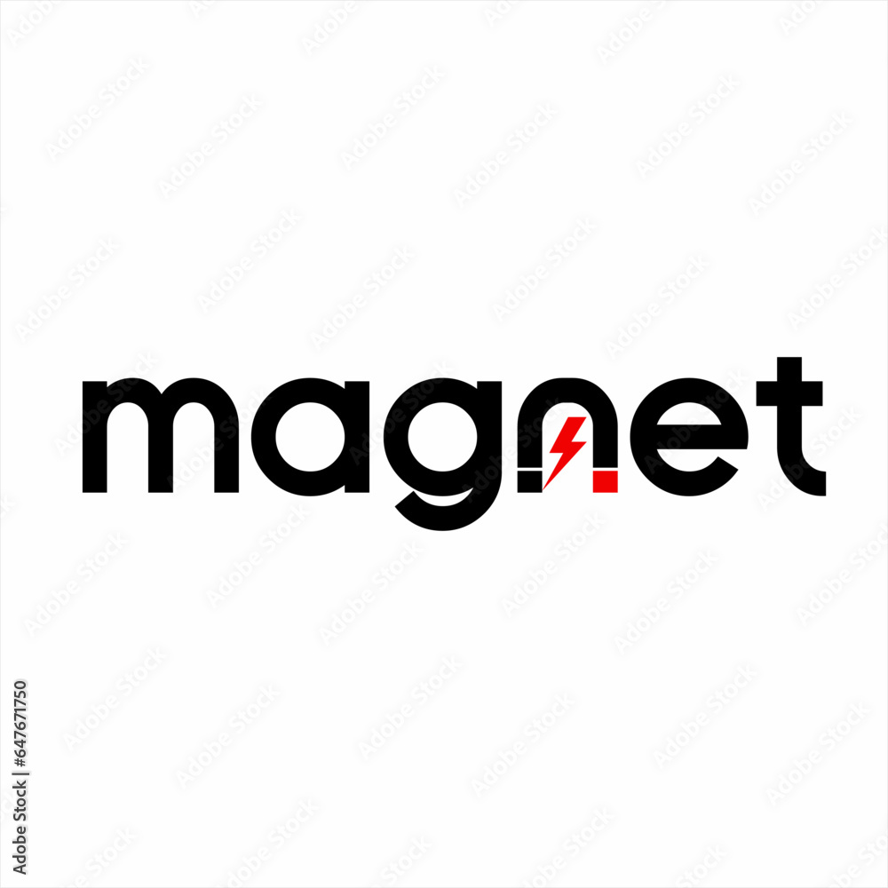 Magnet logo design. letter magnet with its symbol on the letter N ...