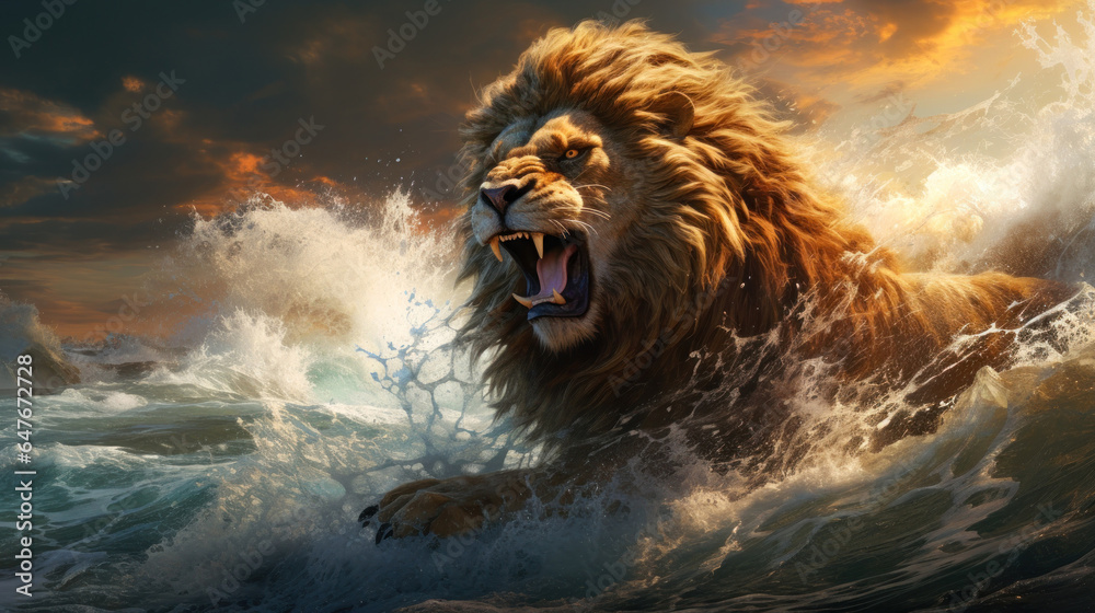 A powerful lion the beast symbolizing the Babylonian empire in the book ...
