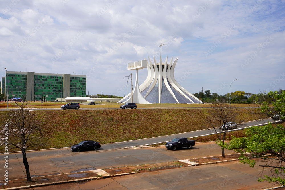 Sight on Brasilia the futuristic city with the Cathedral designed by ...