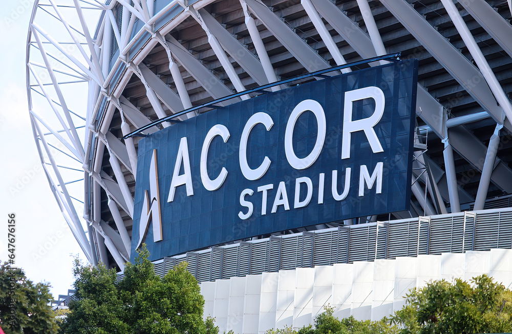 Sydney, NSW Australia - September 2 2023: Large signage on the Accor ...