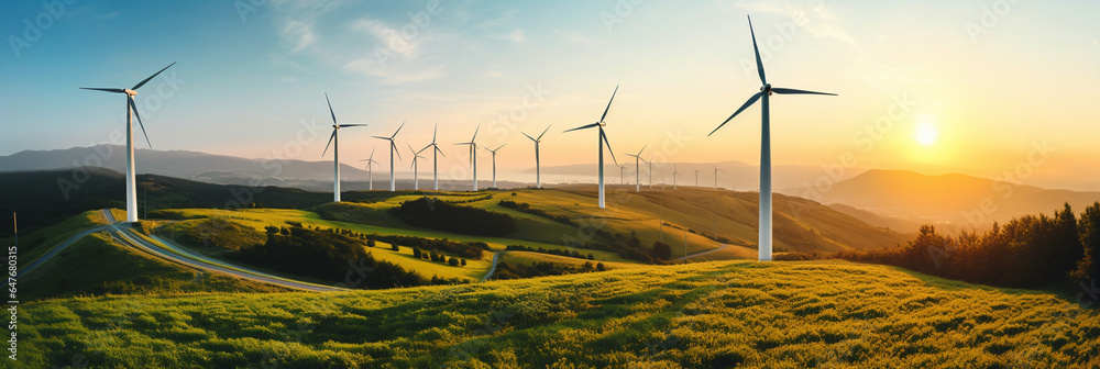 Wind turbines renewable energy, production with clean and renewable ...