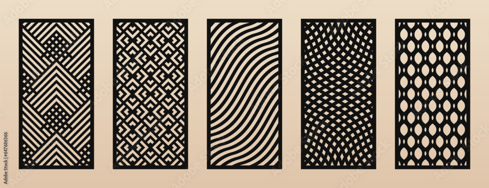 Laser cut patterns set. Vector collection of rectangular cutting ...