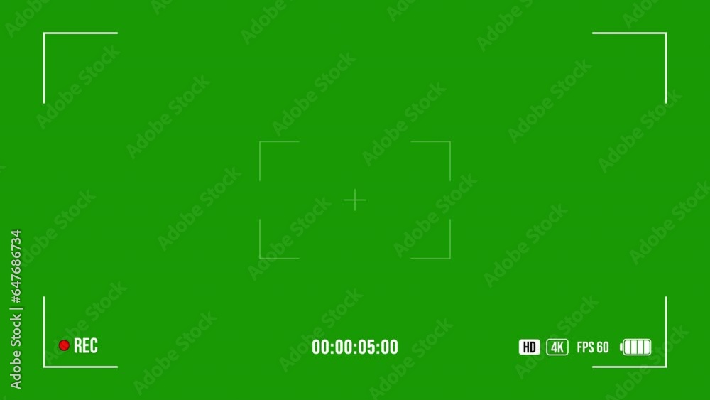 Camera recording screen overlay on green background,. Camera recording ...