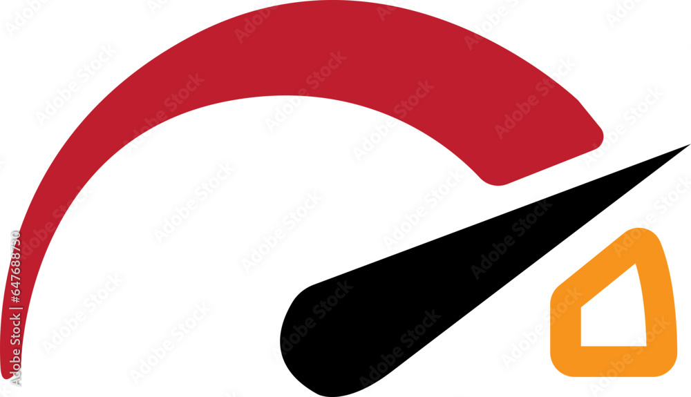 Speedometer, gauge meter icon. scale, level of performance. red and ...