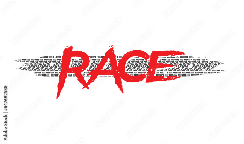 Vector emblem black tire pattern with red RACE lettering. Isolated on ...