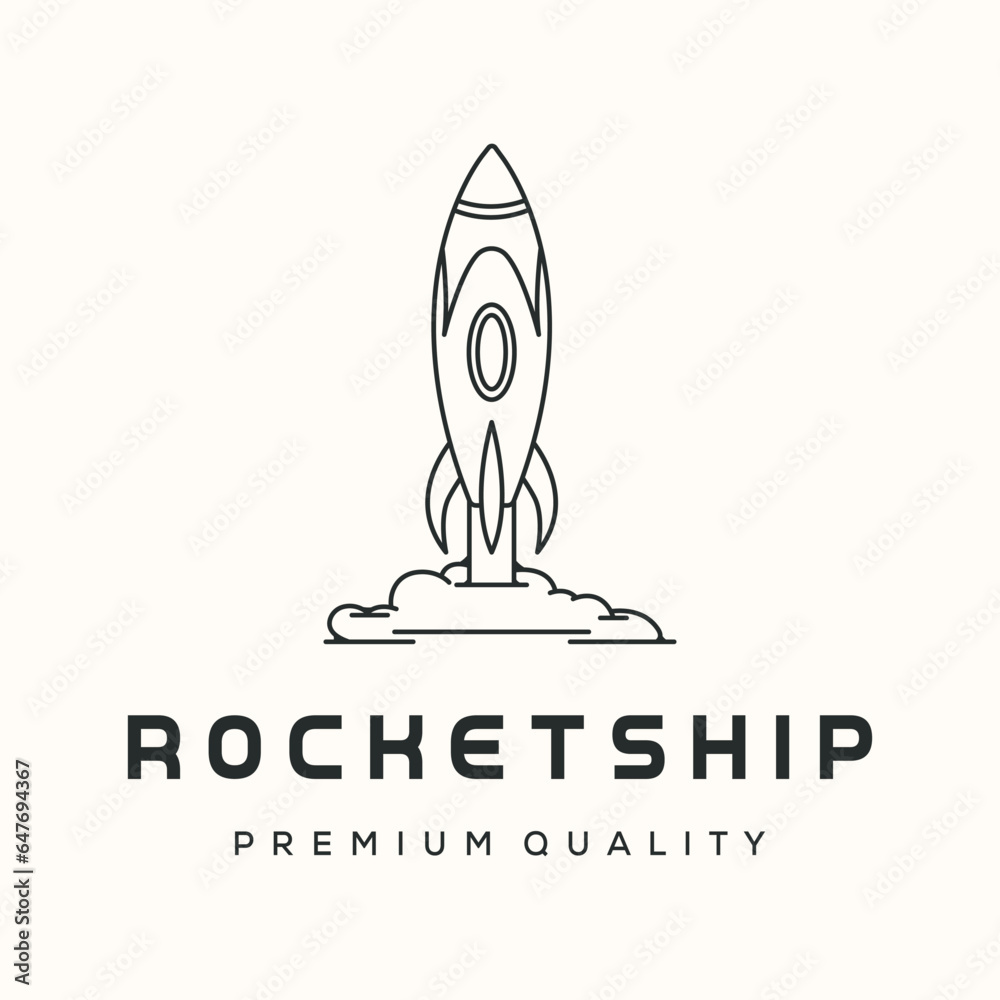 jet rocket line art logo vector minimalist illustration design, flight ...