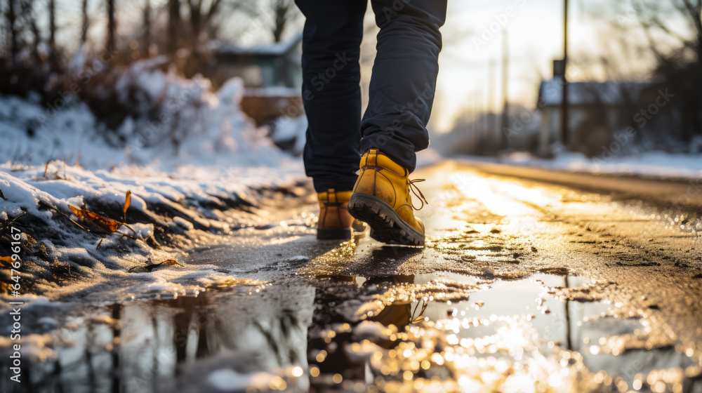 Person slipping on icy pathway highlighting winters hazardous walking ...