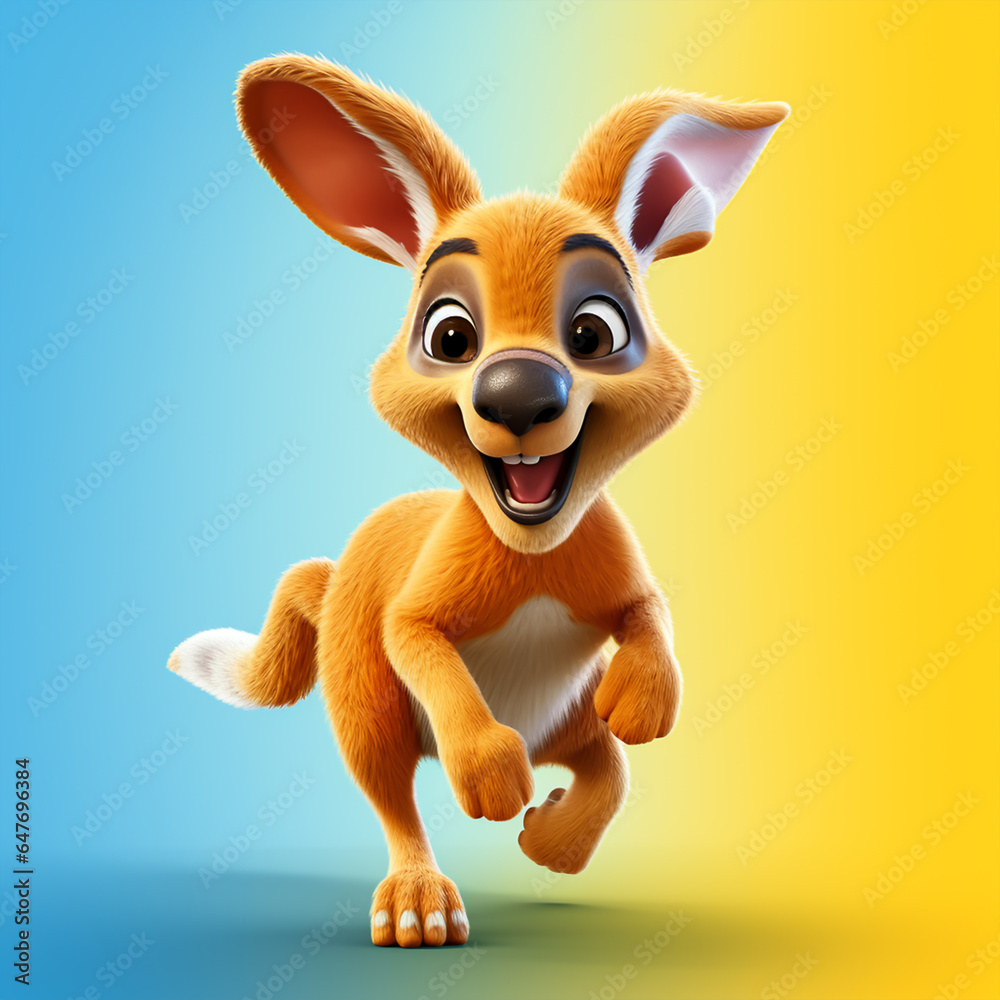 3d cute cartoon kangaroo realistic 3d animal Stock Illustration | Adobe ...