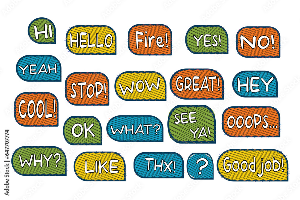 Bubble comic speech set stickers design for any purposes Social network ...