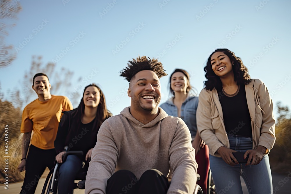 Cheerful multiethnic group of friends. Multiracial students meeting at ...