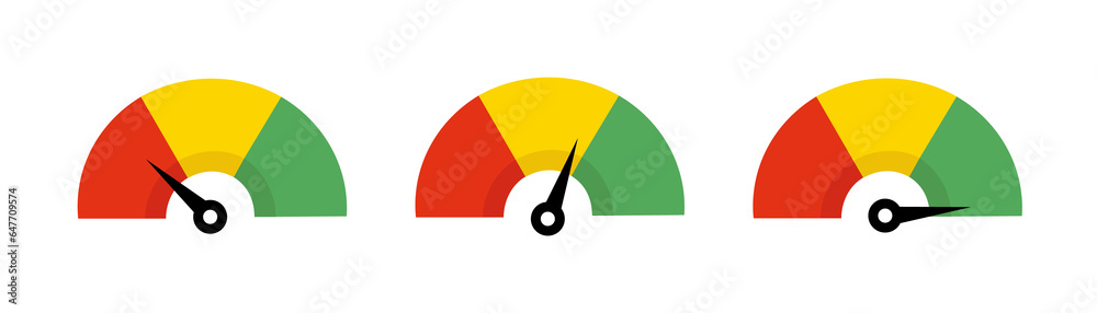 Speedometer Feedback Concept Rating Customer Satisfaction Meter Colorful Speedometer Vector