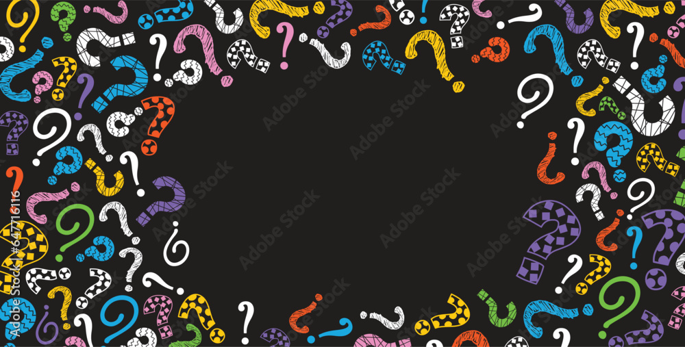 Colorful Exclamation mark seamless pattern. Question sign background ...