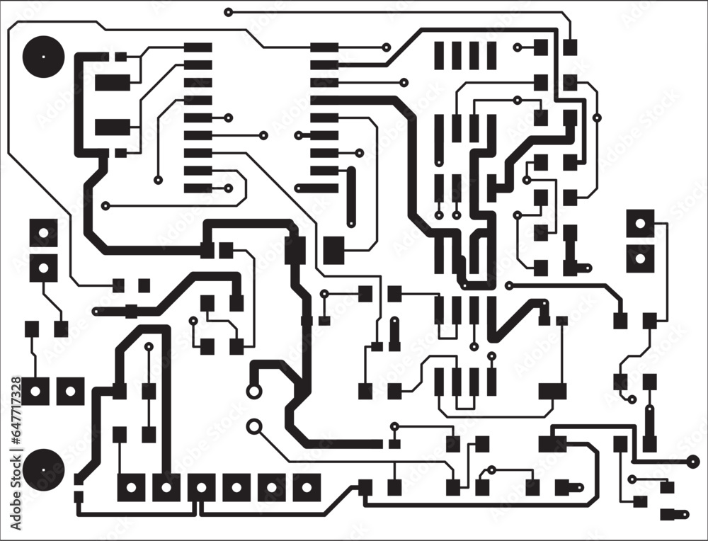 Tracing the conductors of a printed circuit board. Vector drawing of ...