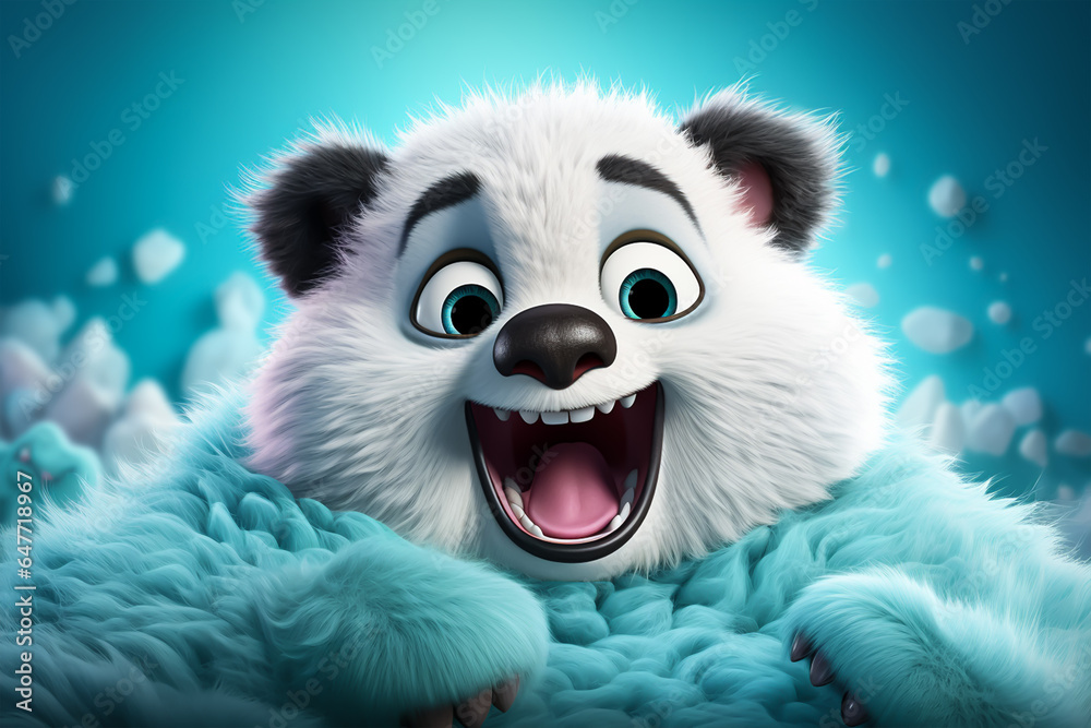 3d cute cartoon panda monster realistic 3d monster Stock Illustration ...