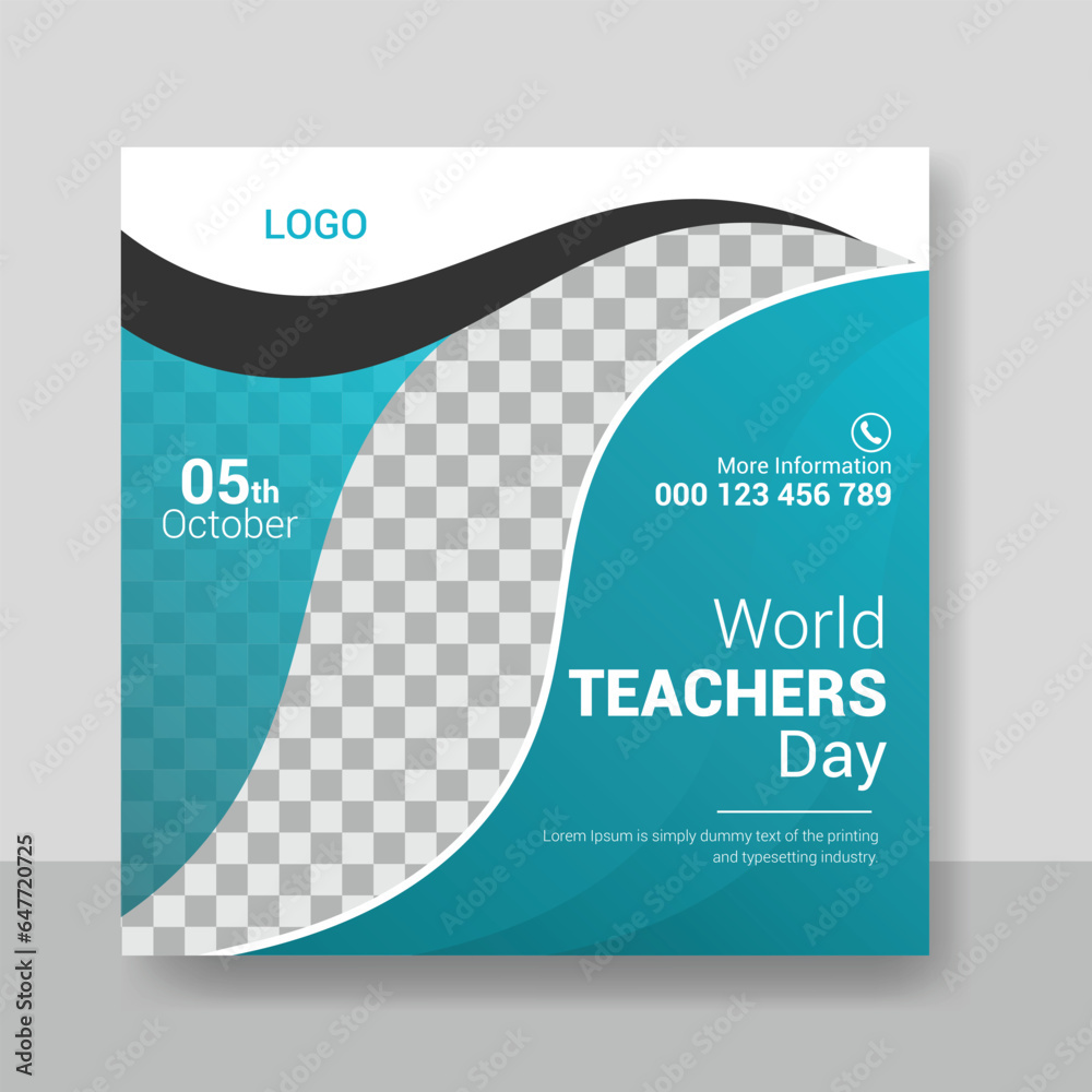 World Teachers day Social media posts banner template design, education ...
