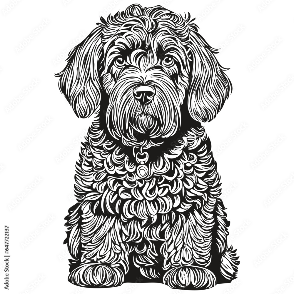 Portuguese Water dog head line drawing vector,hand drawn illustration ...