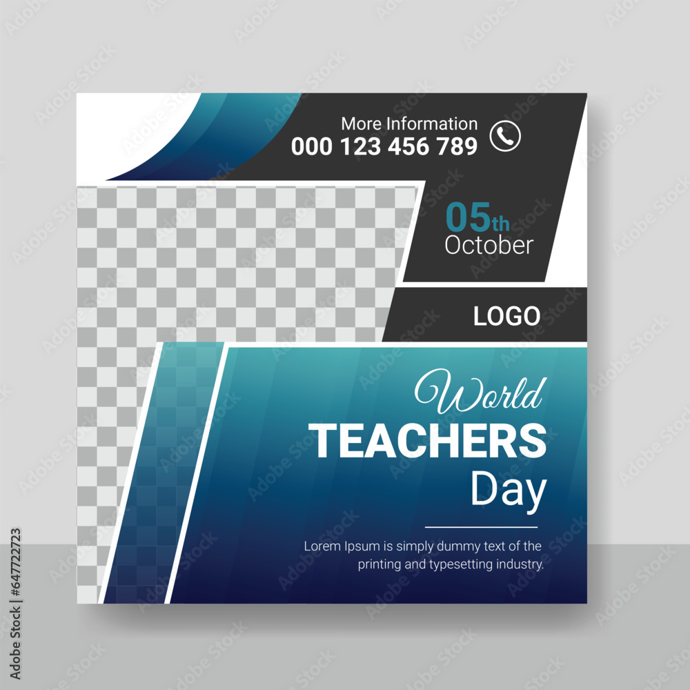 World Teachers day Social media posts banner template design, education ...