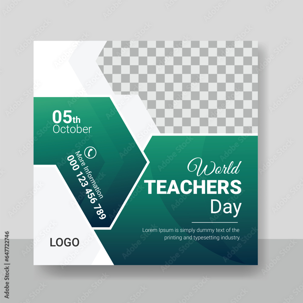 World Teachers day Social media posts banner template design, education ...