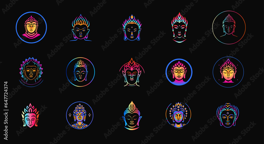 Spiritual face logo design, colorful deity silhouette. Budha and Shiva ...