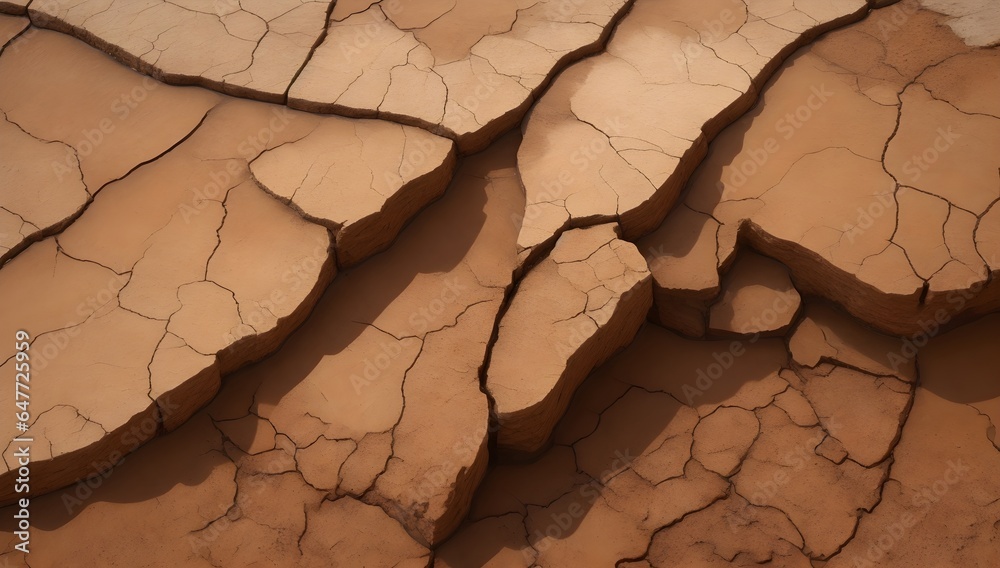 Side View of Cracked Light Orange Earth with Visible Earth Patches ...